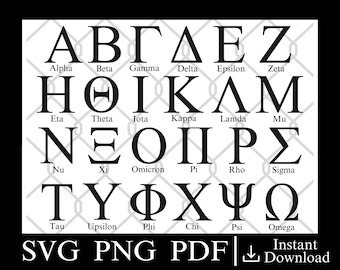 Greek Alphabet Svg, Greek Alphabet Cut Files, Greek Svg, Greek Svg ...