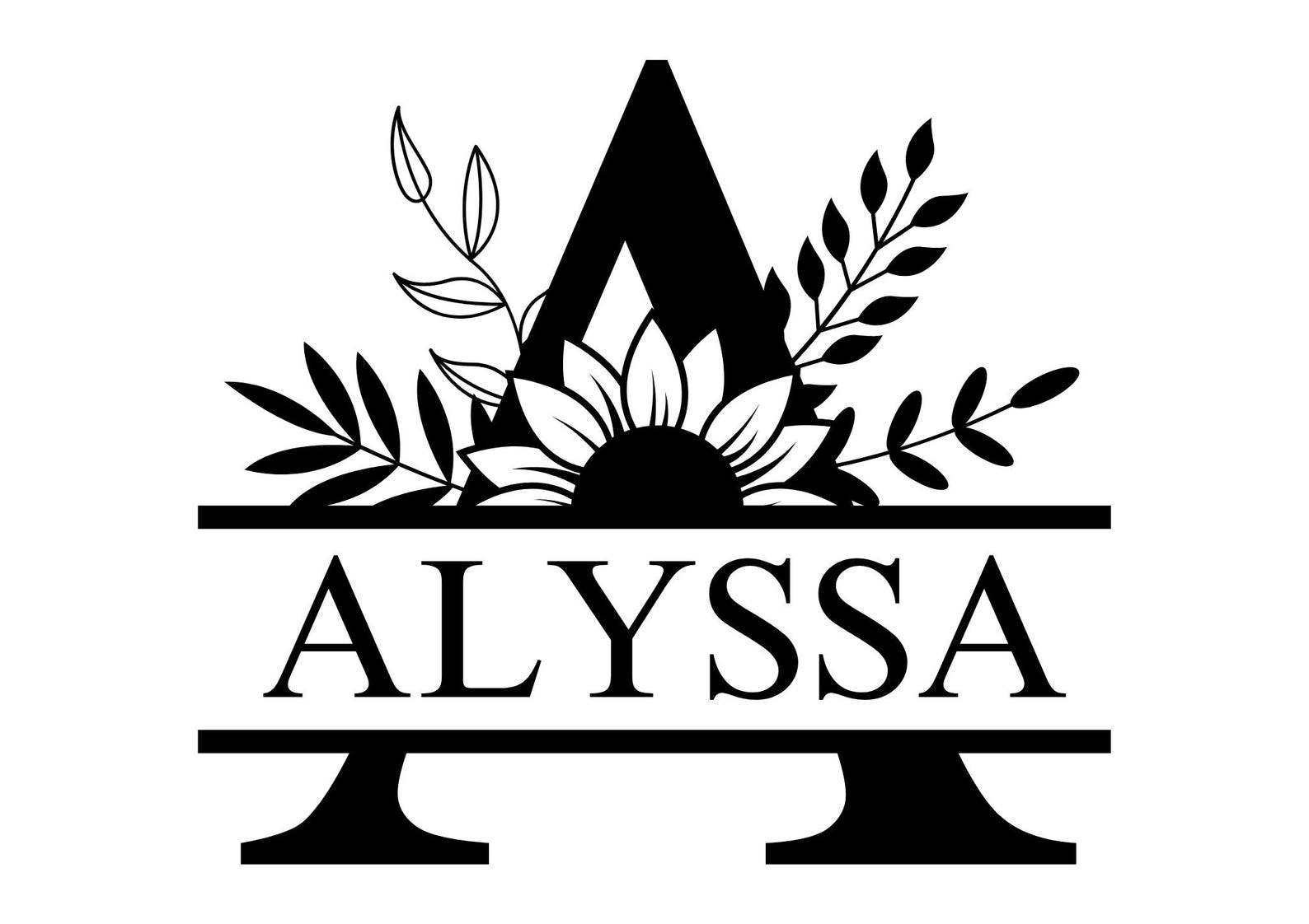 Sunflower Split Monogram Svg, Jpg, Png, Floral Monogram Clipart ...