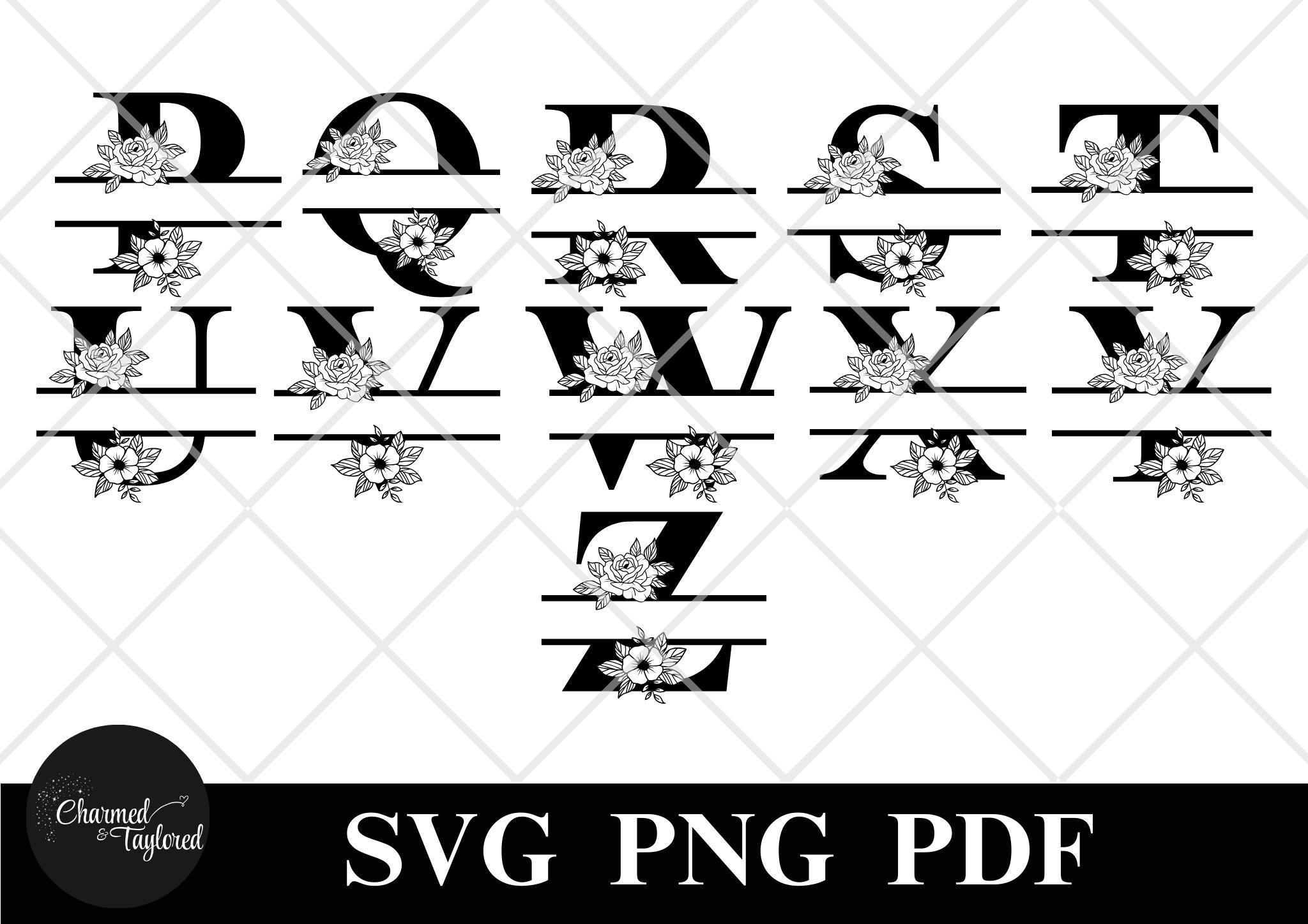 Sunflower Split Monogram Svg, Jpg, Png, Floral Monogram Clipart ...