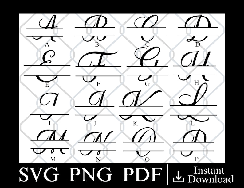 Split Monogram Alphabet SVG, DXF, PNG, Split Monogram Frame Alphabet ...