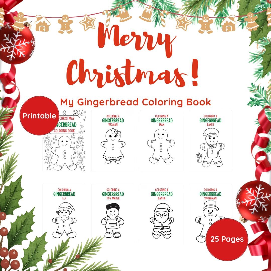 My Toddler's Gingerbread Coloring Book Holiday Christmas - 25 Pages ...