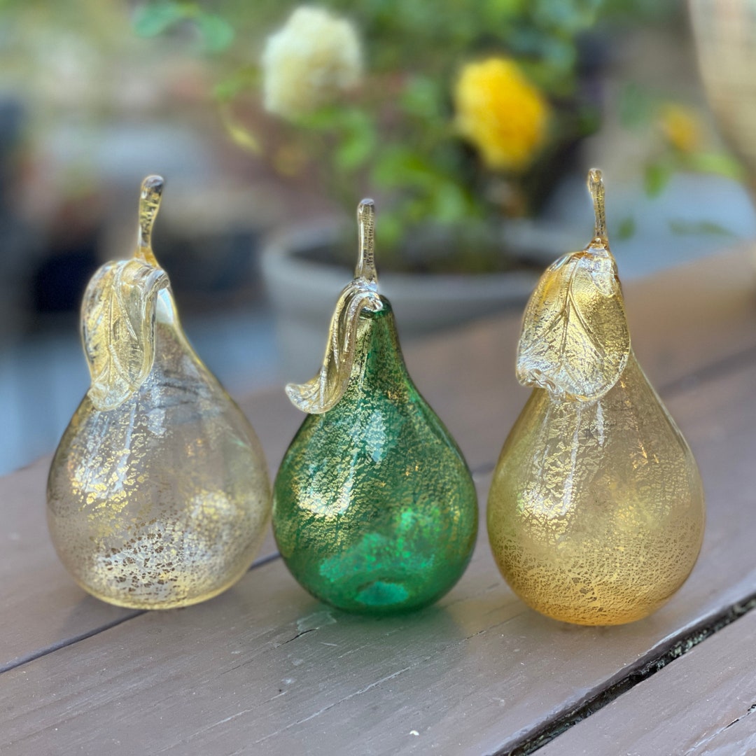 Life-size Murano Glass Pears, Blown Glass Fruit, Made in Italy - Etsy ...
