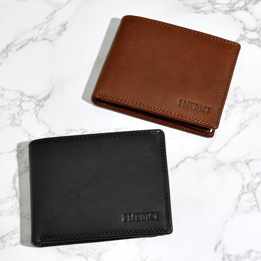Men's Italian Leather Bi-fold Wallet, Father's Day Gift - Etsy