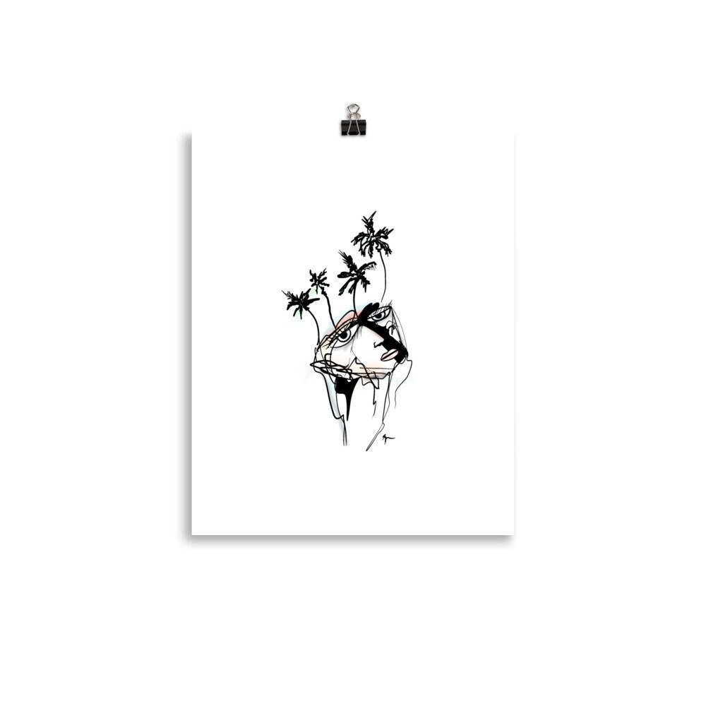 Palm Tree Head Art Print - Etsy
