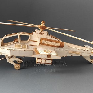 Digital File, 3d Puzzle, 3D Model Apache AH-D64, 3D Puzzle, Laser Cut ...