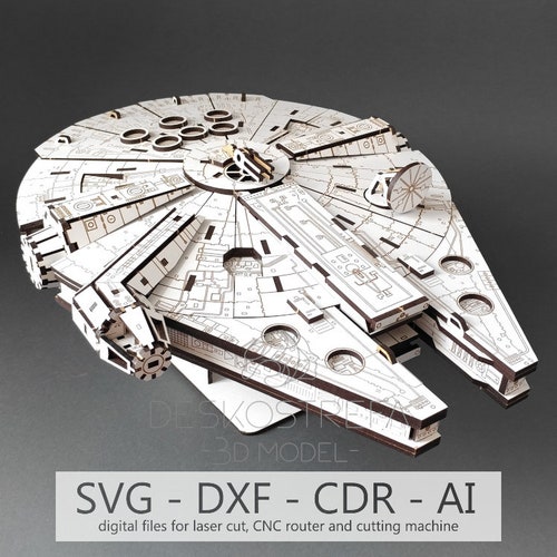 Star Wars Small Millennium Falcon Laser Cut Template Ai | Etsy