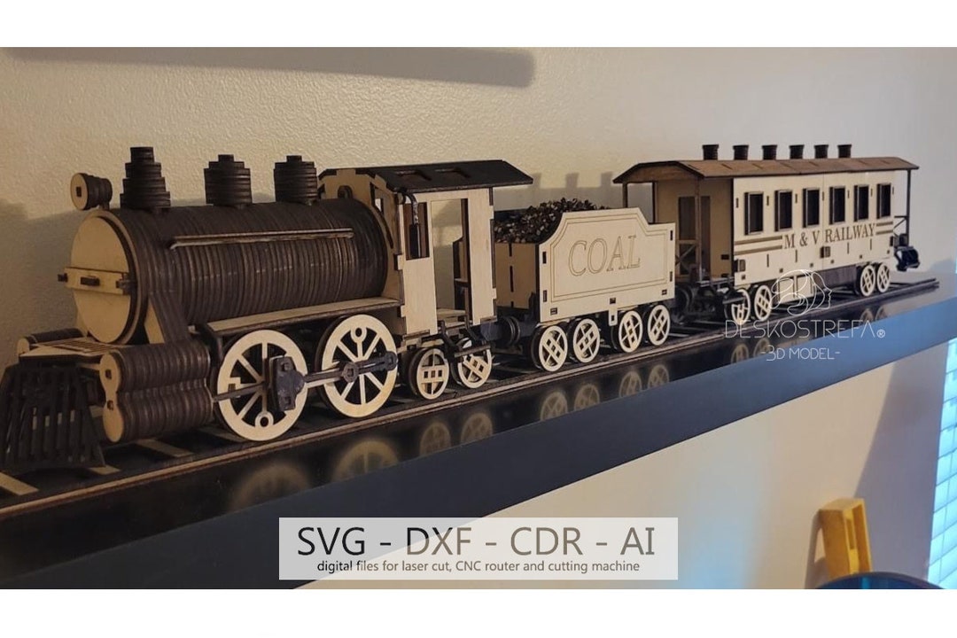 Digital File, Locomotive Steam Train With Tender Laser Cut File ...
