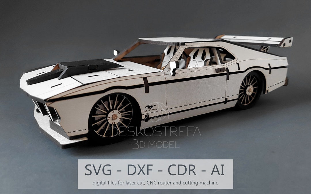 Digital File, Laser Cut Ford Mustang 3D Wooden Puzzle, Laser Cut 3D ...