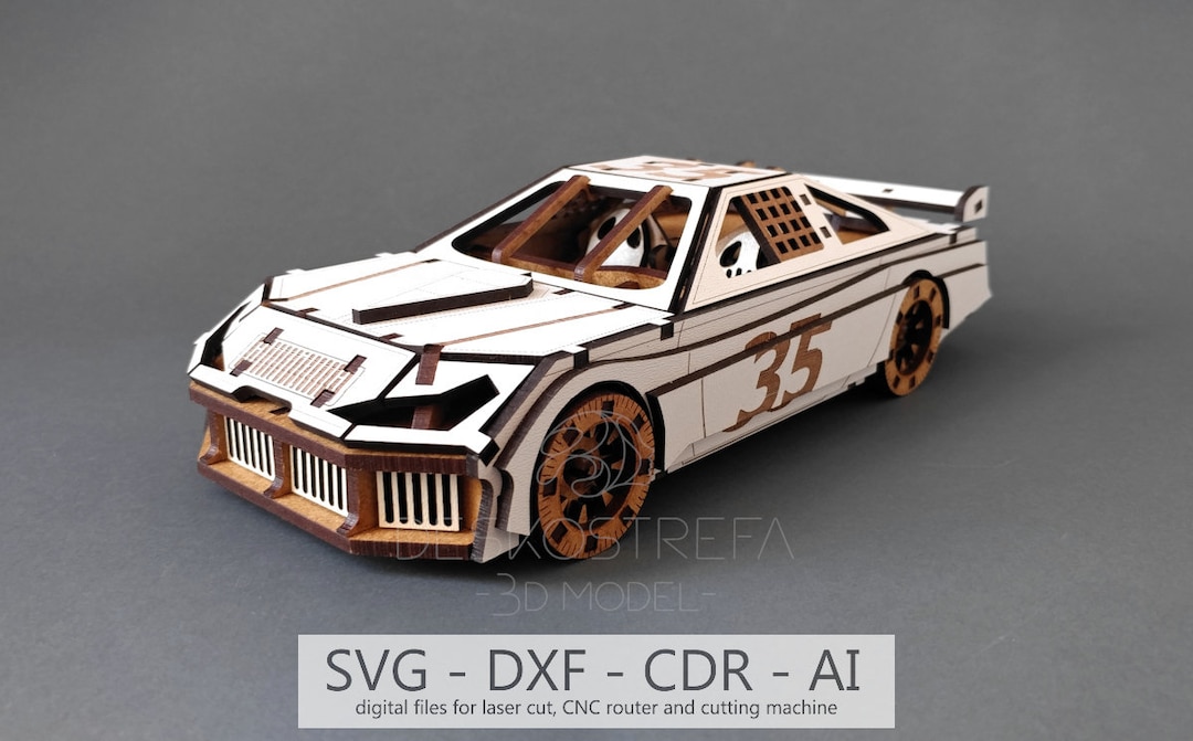 Digital File Nascar Racing Car 3mm, 3D Wooden Puzzle, Laser Cut 3D ...