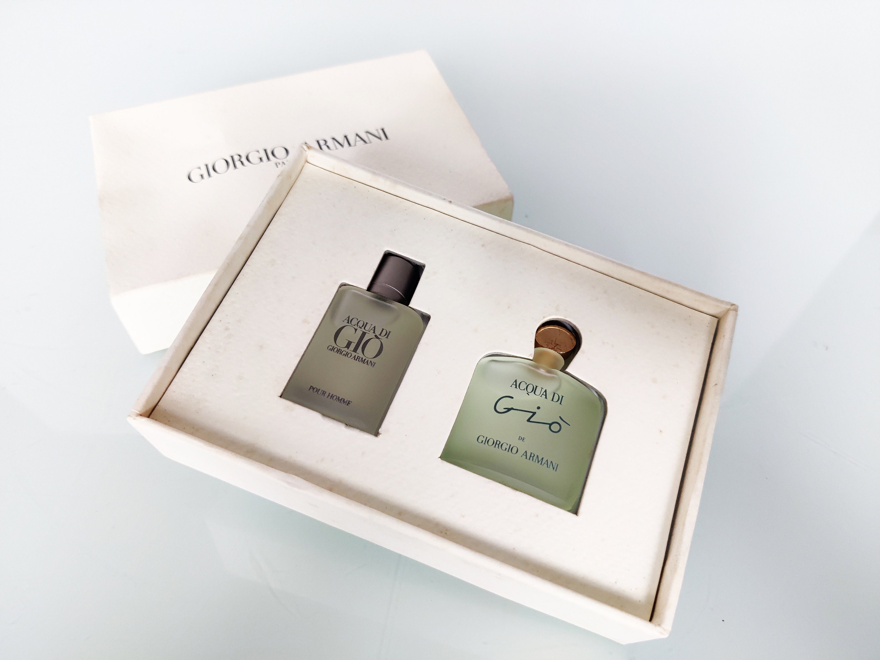 Miniatures Acqua di Gio 1995 de Giorgio Armani Parfums Coffret Mini EDT 2 x 5 ml. .17 fl.oz. pour elle et pour lui Etsy France