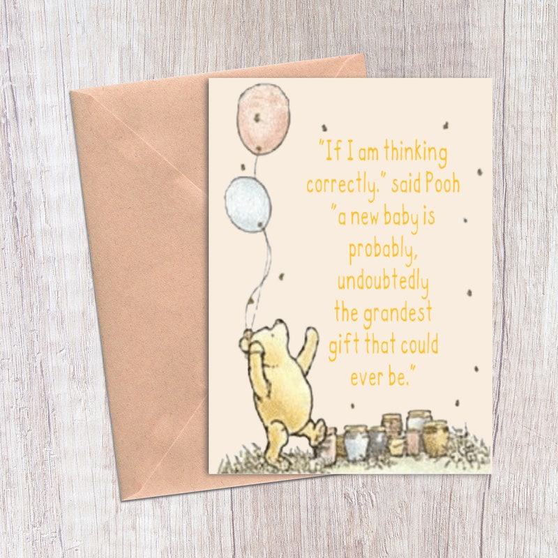 New Baby Card Pooh Bear - Etsy