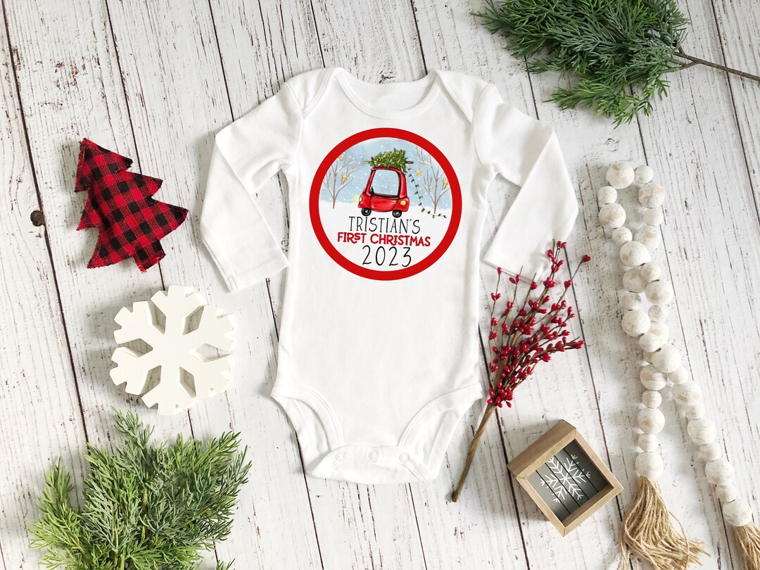 Personalized Baby's First Christmas Romper, Little Tykes Car With ...