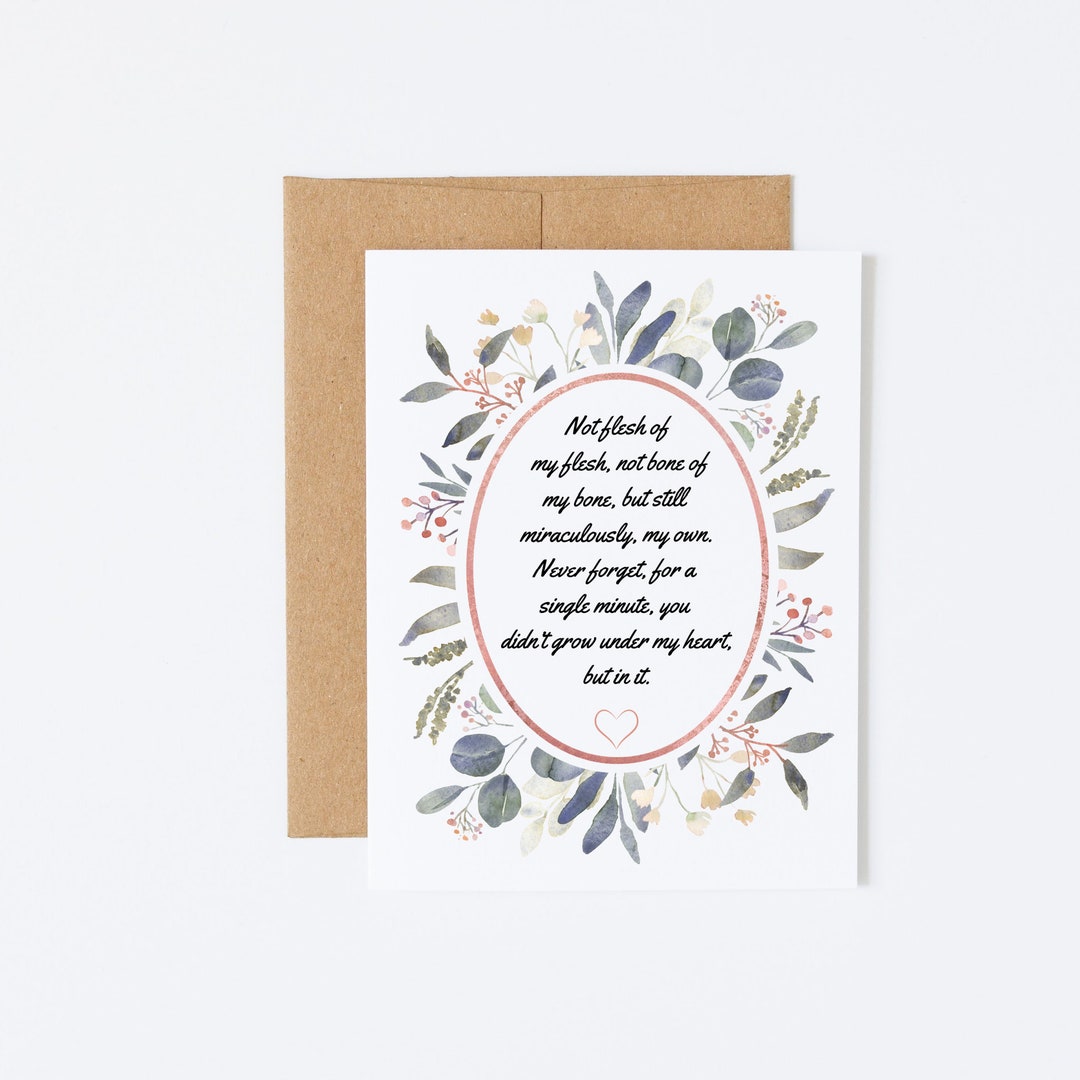 Adoption Card, Floral Adoption Day Card, Not Flesh of My Flesh ...