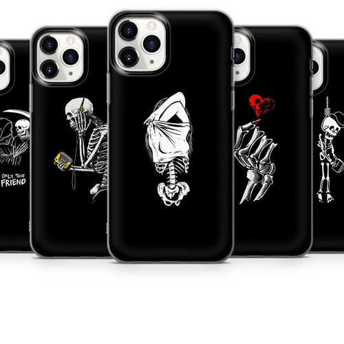 Aesthetic Skeleton Phone Case Skull Bones Cover Lovers Heart | Etsy