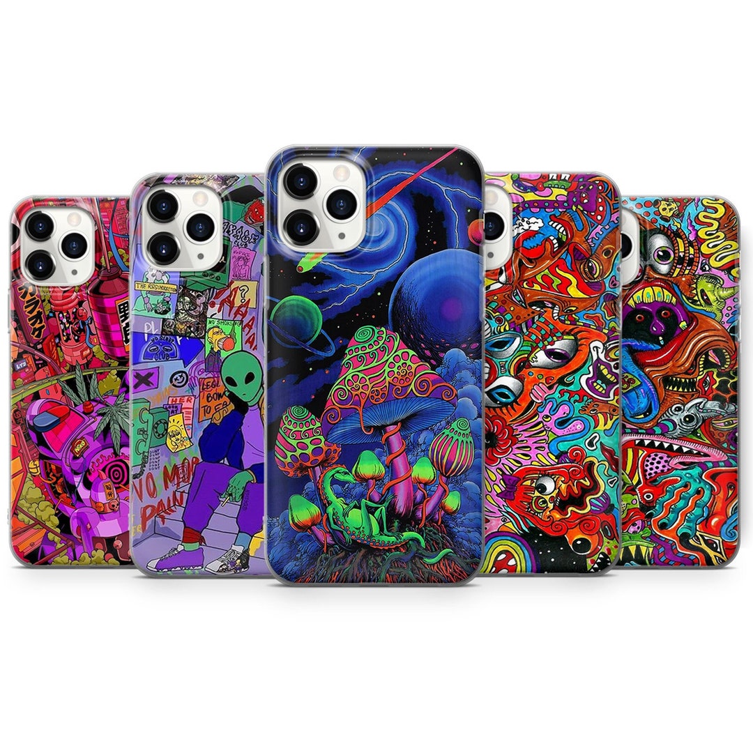 Psychedelic Alien Trippy Phone Case Visuals Colours Sun Stars Cover Fit ...