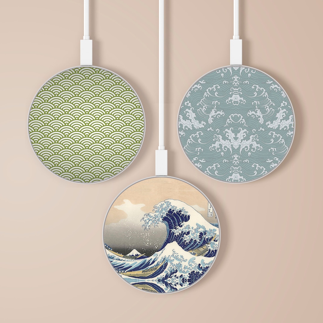 Japanese Wave Wireless Charger Abstract Kanagawa Charging Station Fit ...