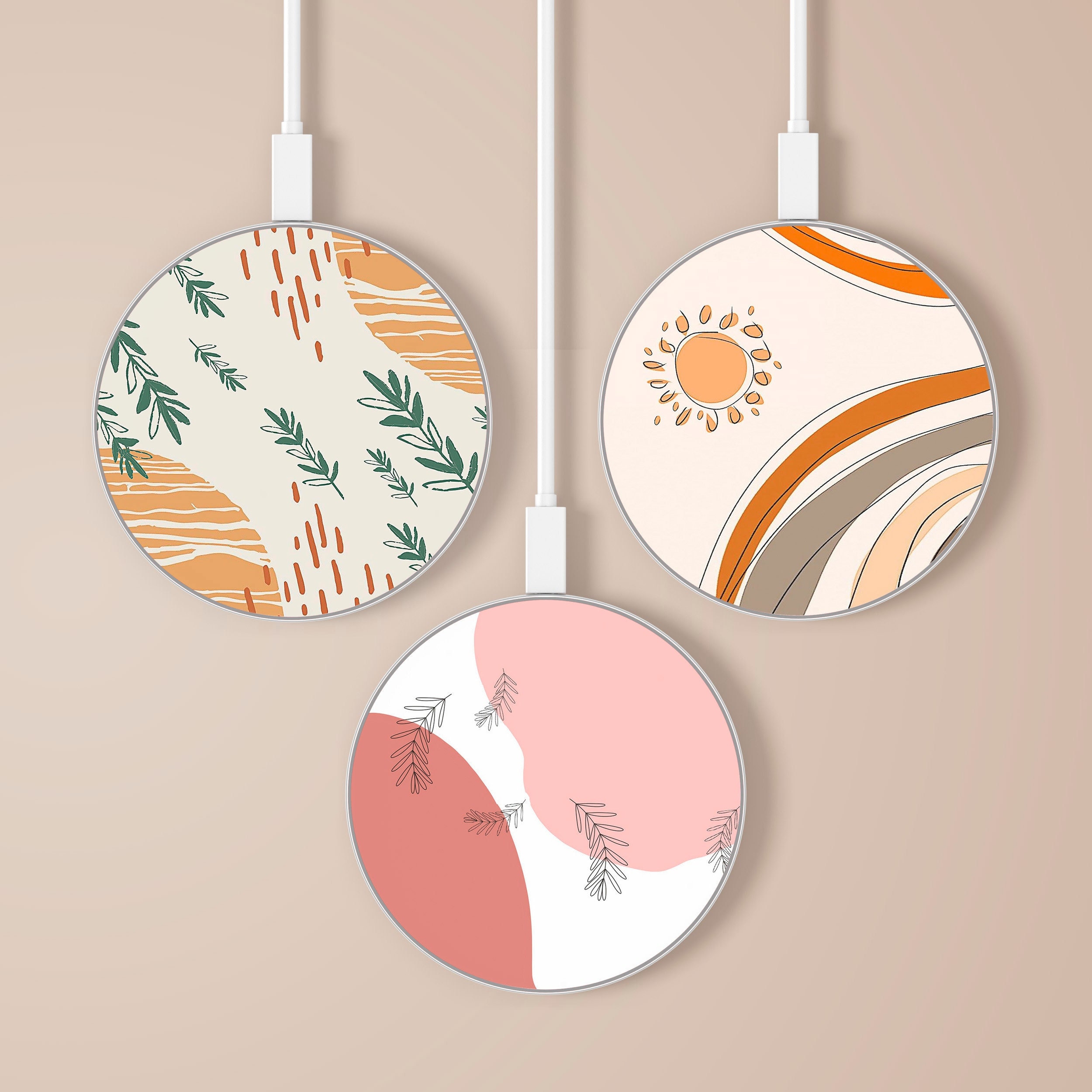 Aesthetic Boho Wireless Charger Line Art 10W Wireless Desk | Etsy