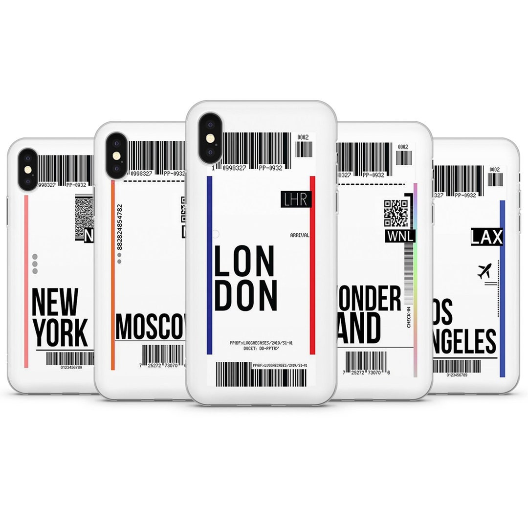 Flight Ticket Phone Case London, New York Boarding Pass Cover Fit ...