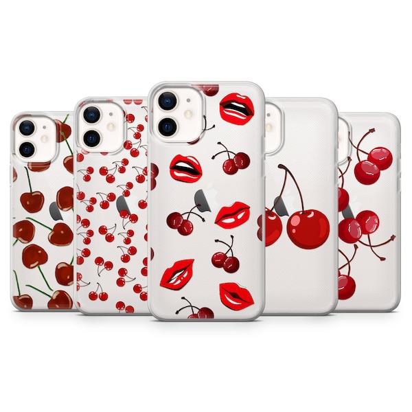 Clear Cherry Print Phone Case - Etsy