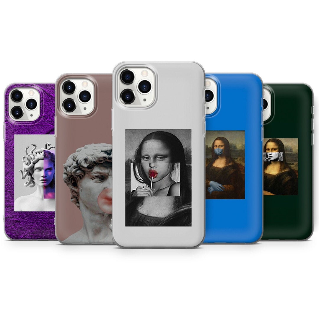 Aesthetic Mona Lisa Phone Case Michelangelo David Cover Abstract Art ...