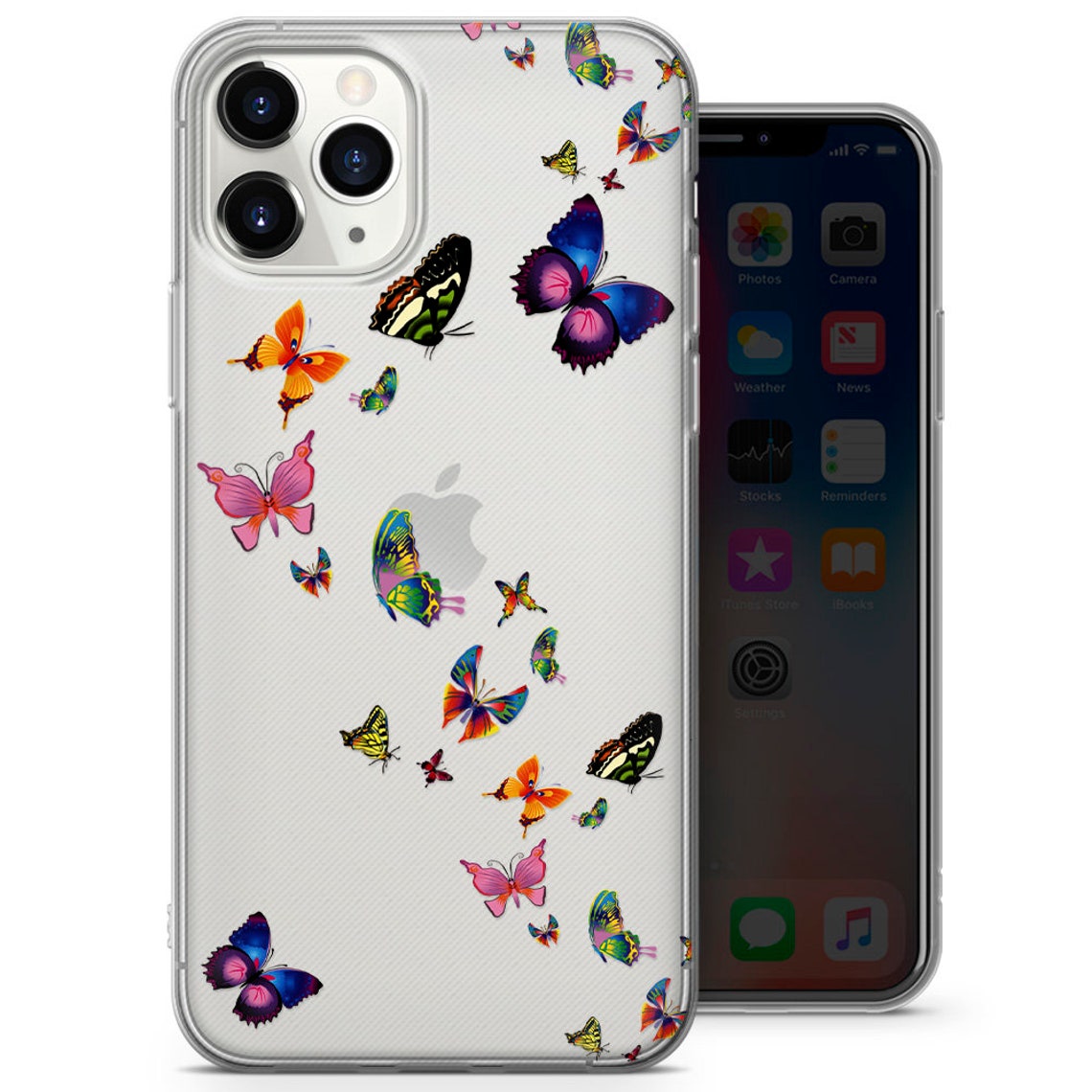 Blue Butterfly Clear Phone Case Fly Bird Cover Fit iPhone 17, 16, 15 ...