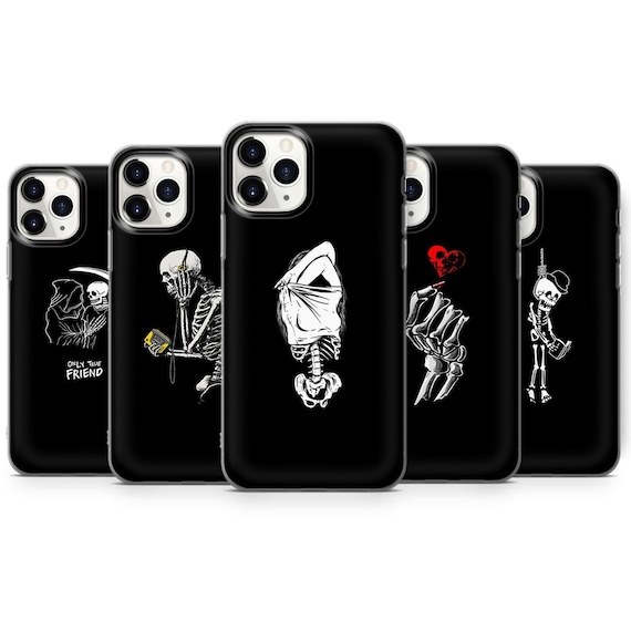 Aesthetic Skeleton Phone Case Skull Bones Cover Lovers Heart | Etsy