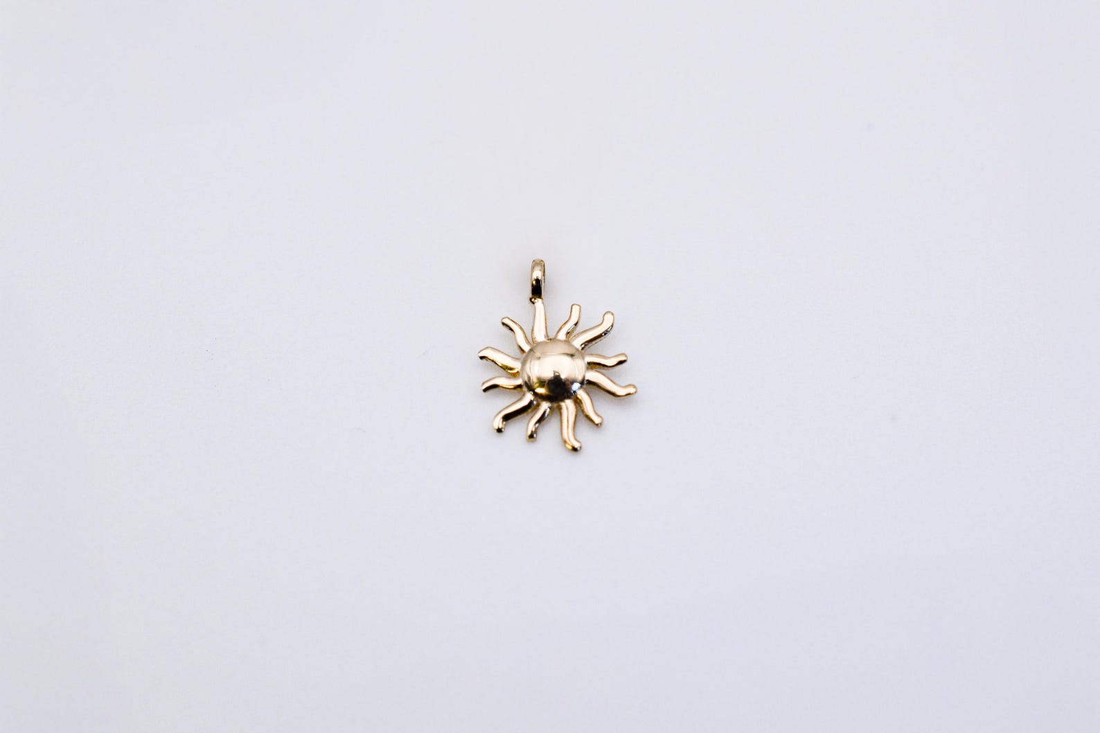 14K Gold Sun Charm: Solid Gold Solar Pendant - Etsy