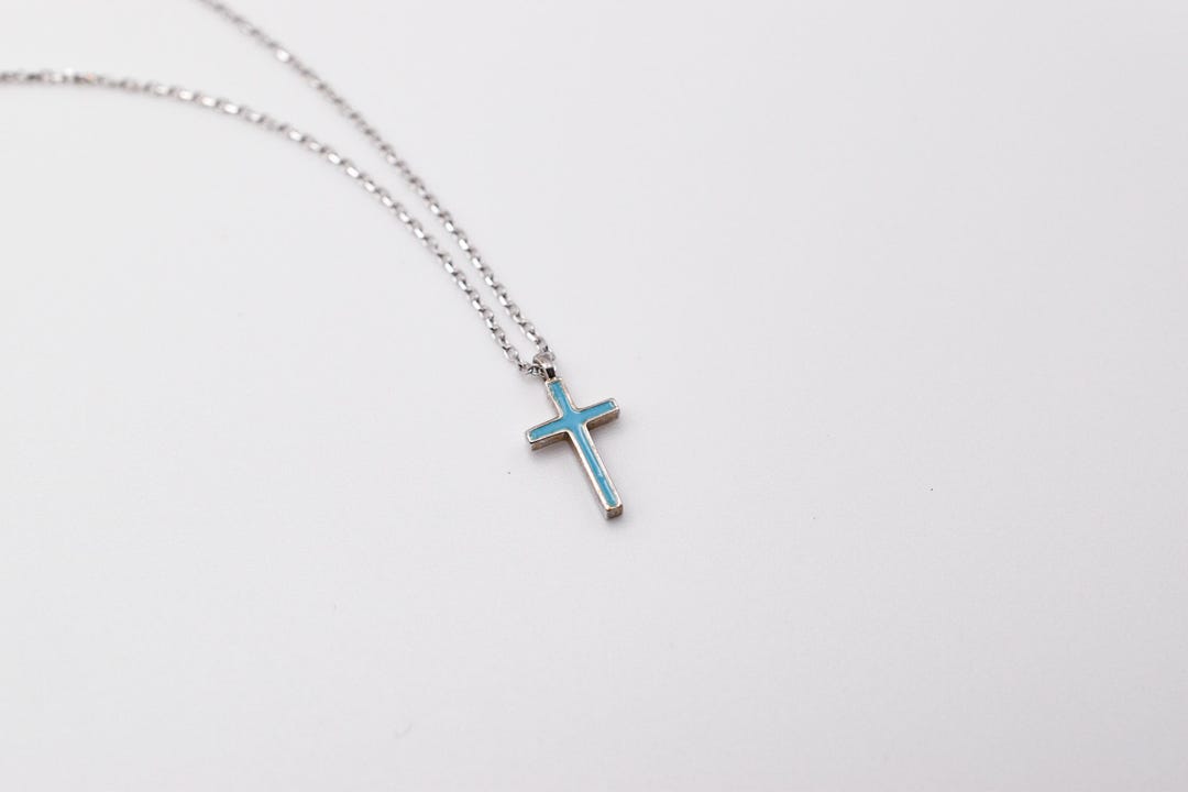 Small Sterling Silver Enamel Cross Necklace – Dainty Faith Pendant ...