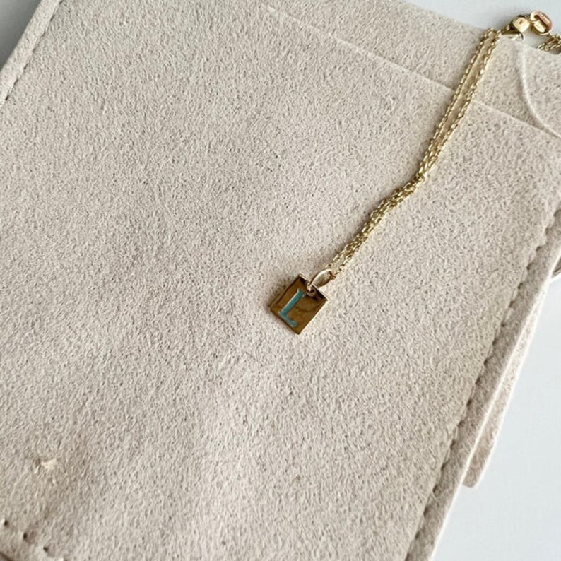 Solid 14K Gold Initial Charm: Personalized Tag Pendant - Etsy