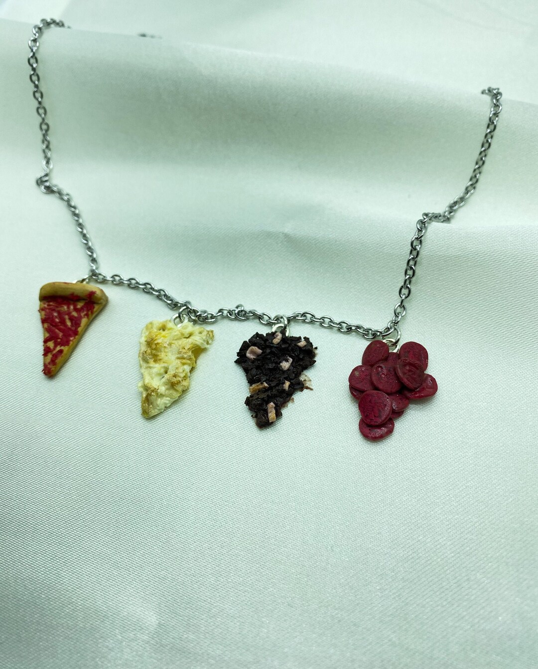 Deconstructed Meat Feast Pizza Necklace - Unique Food Jewelry - Clay ...