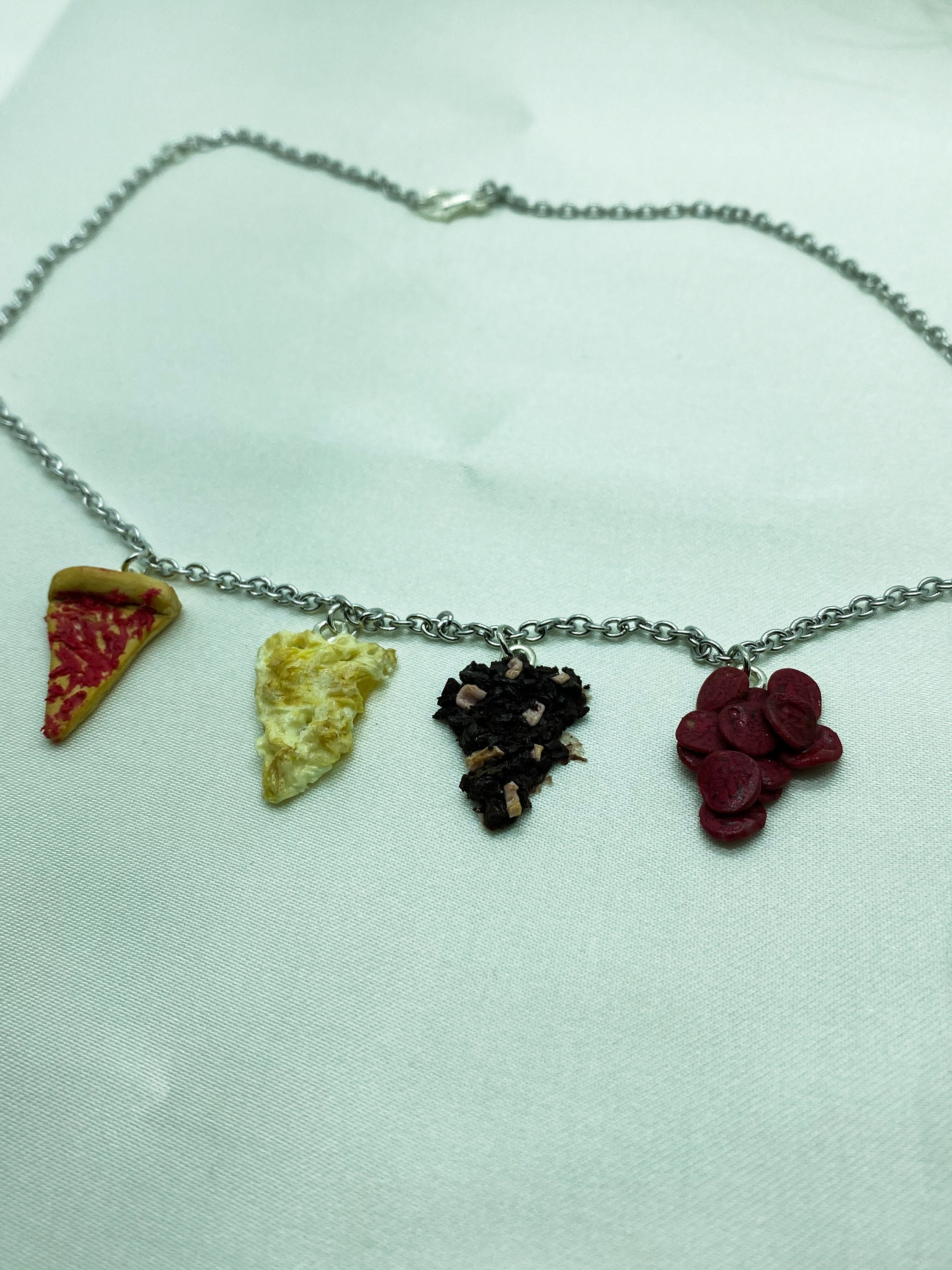 Deconstructed Meat Feast Pizza Necklace - Unique Food Jewelry - Clay ...
