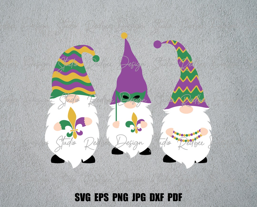 Mardi Gras Gnome Svg Mardi Gras Svg Fleur De Lis Svg Gnomes Svg Three ...