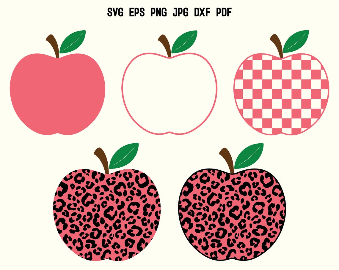 School Apple SVG PNG Clipart | Leopard Print Apple | Teacher Svg ...