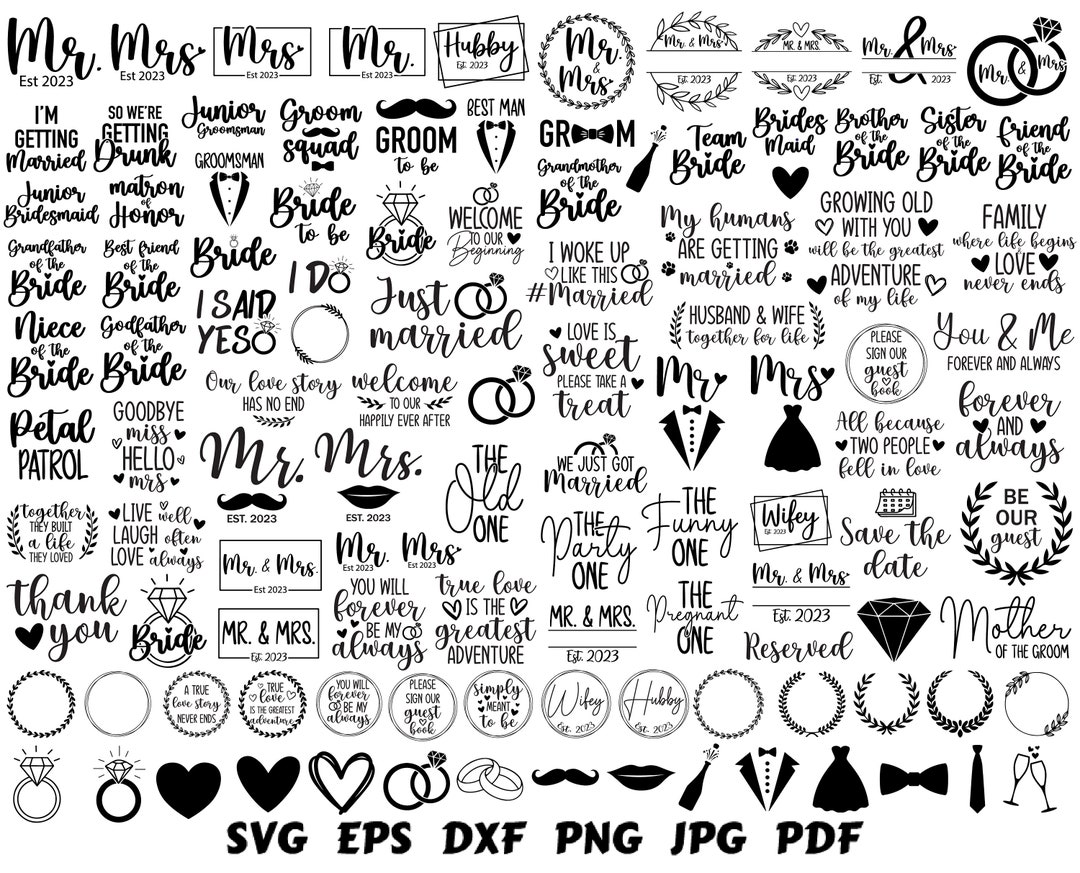 Wedding Svg Wedding Cut File Mr Mrs Svg Bride Groom Svg Wife Husband