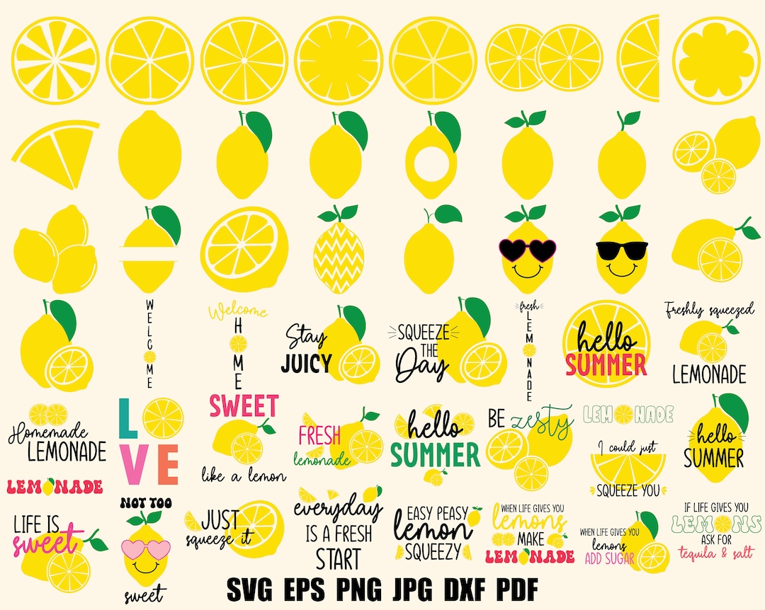Lemon SVG Clipart Summer Svg Lemon Cut File for Commercial Use Beach ...