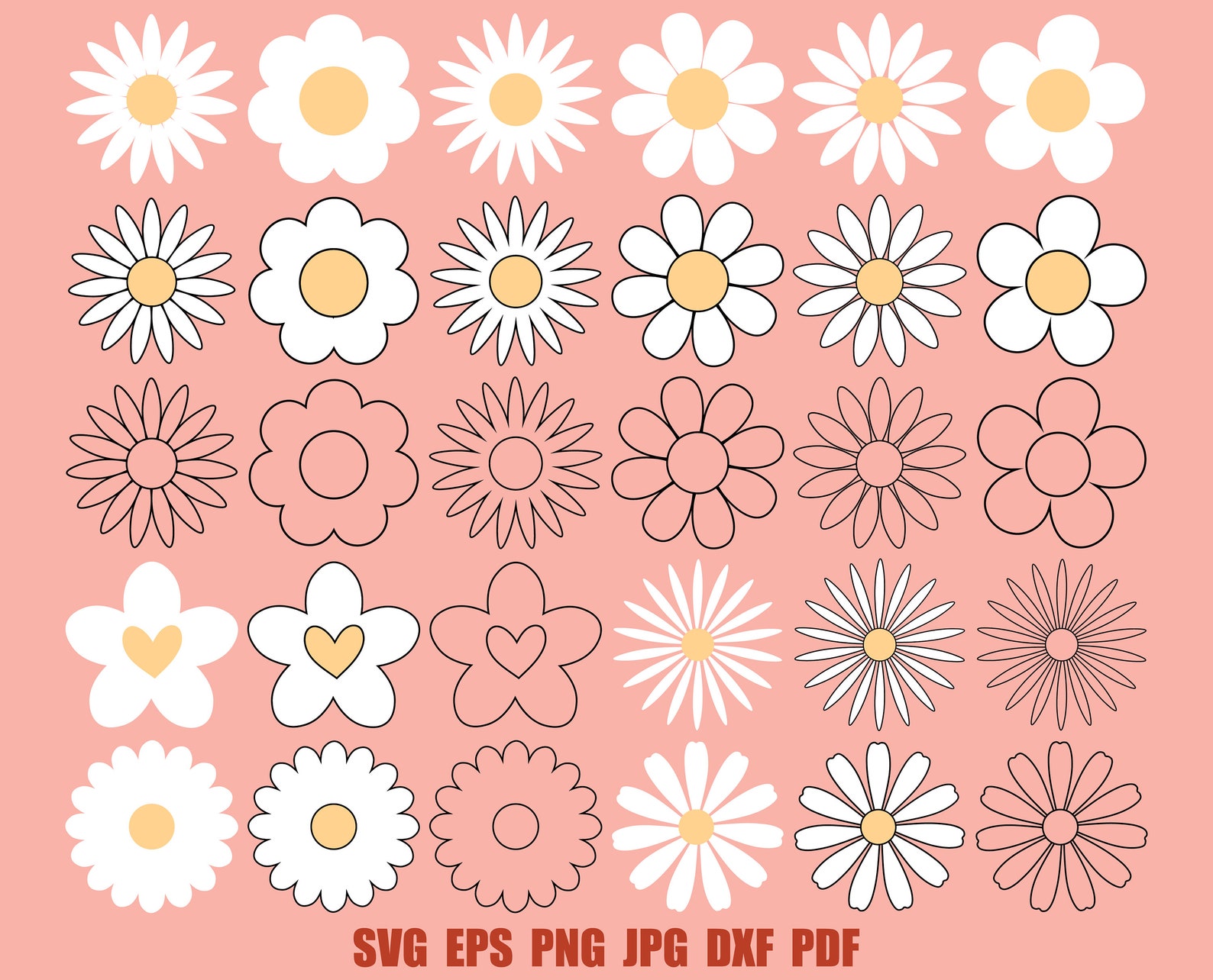 Daisy SVG Retro Flower SVG PNG Clipart for Commercial Use Daisy Cut ...