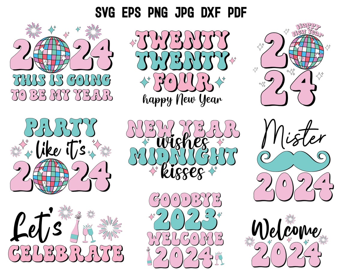 New Year SVG PNG Sublimation | Retro New Year SVG | New Year Eve 2024 ...
