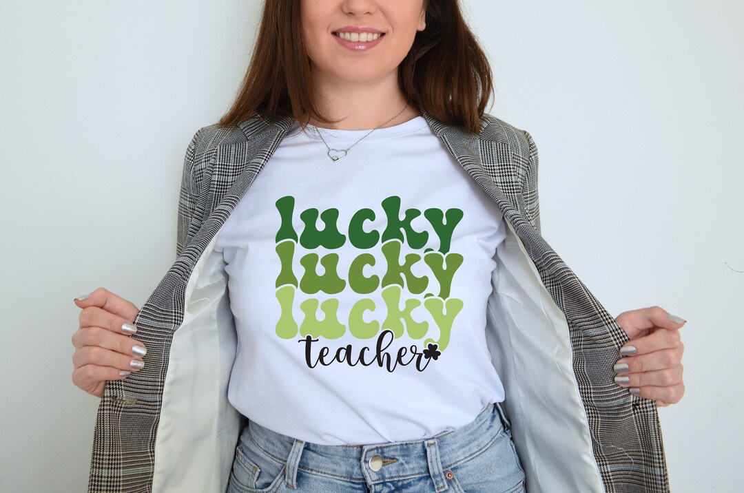 Lucky Teacher Svg St Patrick's Day Svg Teacher Shirt Svg Retro Svg St ...
