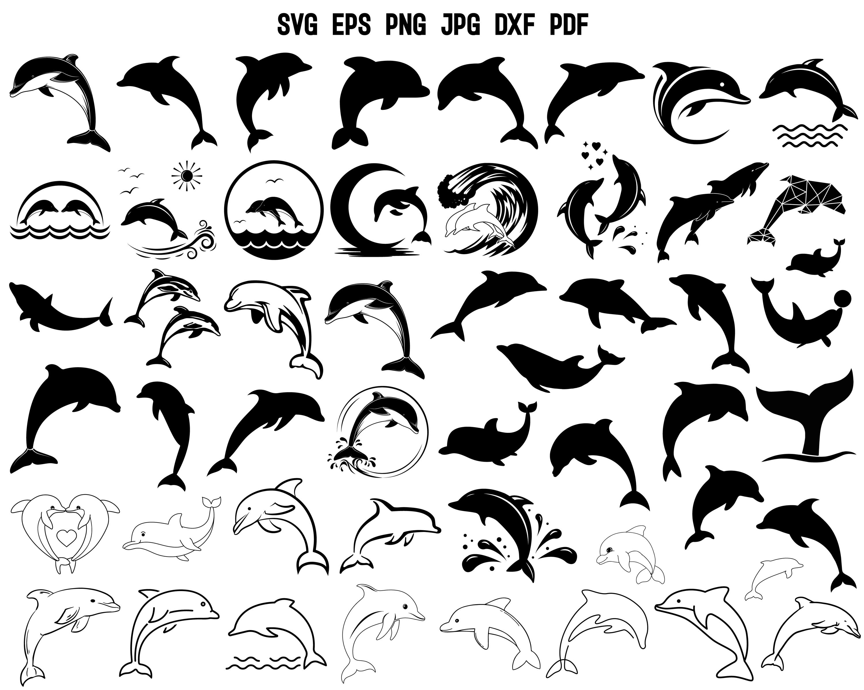 SVG de delfín / Silueta de delfín / SVG de animal / Cricut de delfín ...