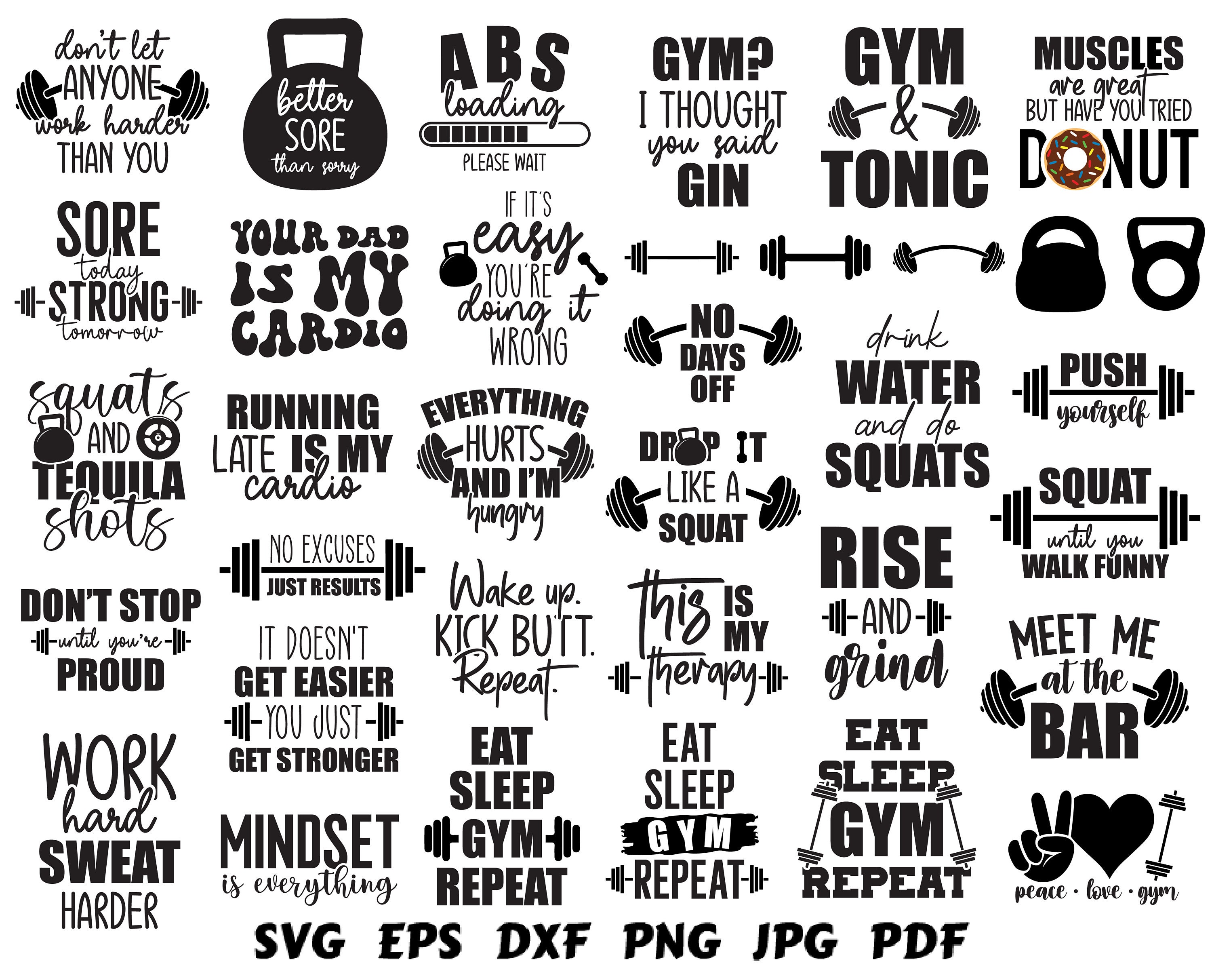 Gym Svg Bundle Workout Svg Fitness Svg Gym Quotes Svg Gym Cut - Etsy