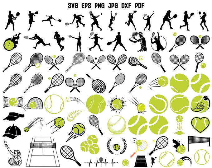 Tennis SVG Silhouette | Tennis Cut File | Tennis Ball Svg | Tennis ...