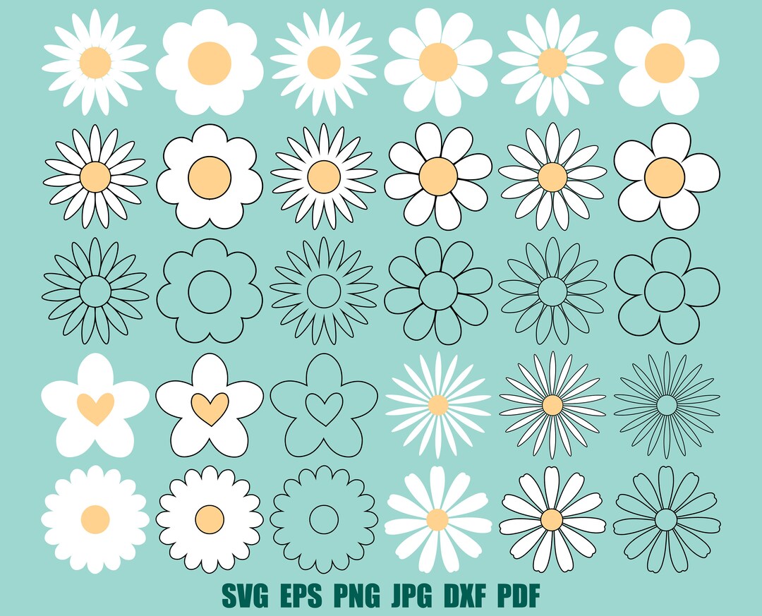 Daisy SVG Retro Flower SVG PNG Clipart for Commercial Use Daisy Cut ...