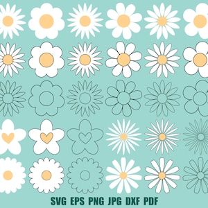Daisy SVG Retro Flower SVG PNG Clipart for Commercial Use Daisy Cut ...