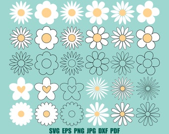 Retro Flower SVG PNG Clipart for Commercial Use Daisy SVG Flower Svg ...