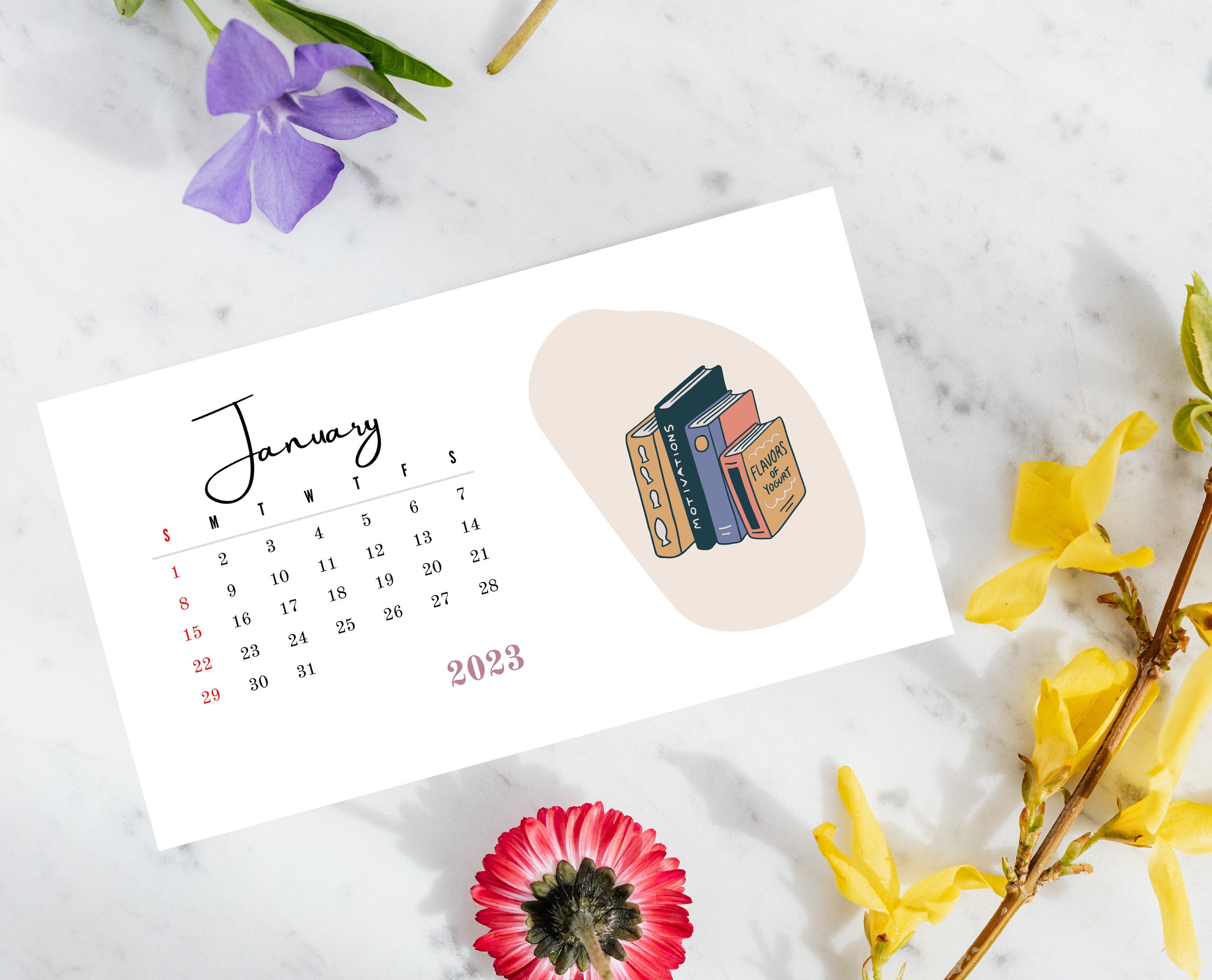 2023 Calendar Printable Monthly Calendar PDF Books Calendar - Etsy