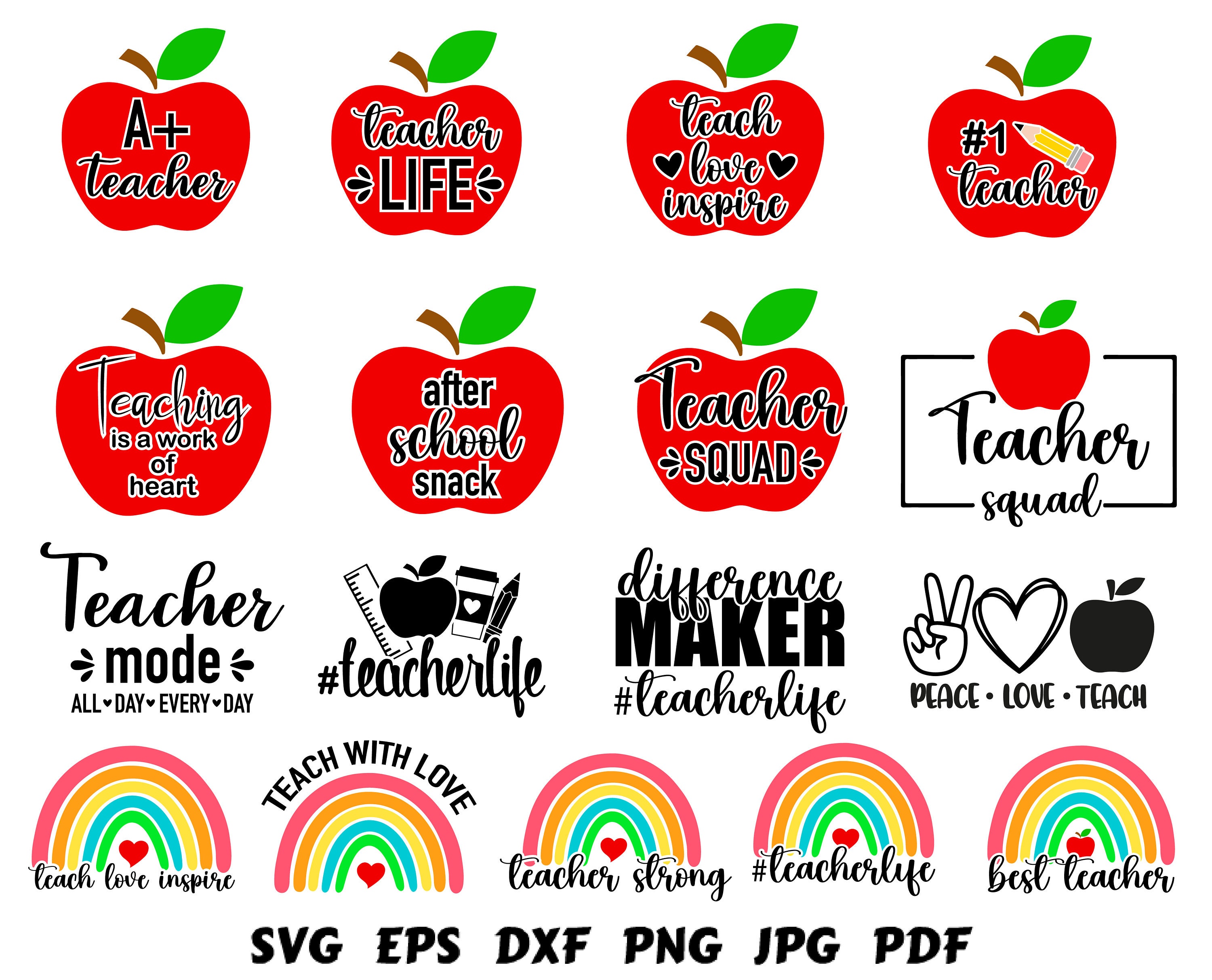 65 Teacher Svg Cut File Bundle Teacher Life Svg Funny Teacher | Etsy