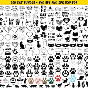 200 Cat Bundle SVG | Cat SVG | Paw Print SVG | Paw Svg | Cat Mom Svg ...