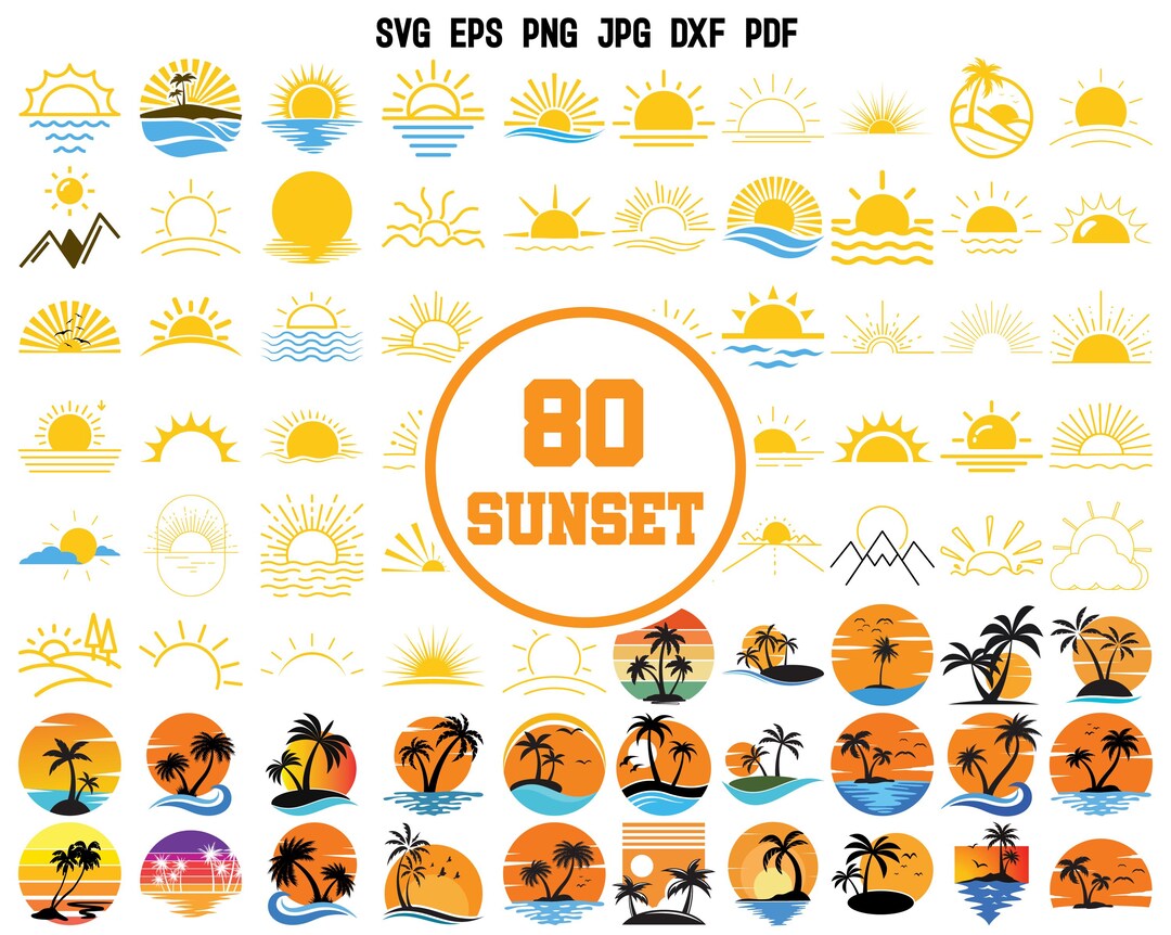 Beach Sunset SVG | Tropical Sunset SVG | Summer SVG | Sunset Clipart ...