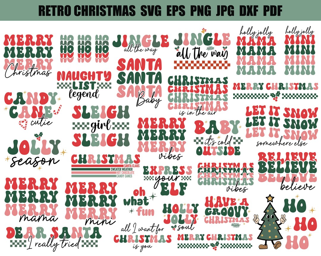 Retro Christmas SVG | Groovy Christmas SVG | Christmas Quote Bundle SVG ...
