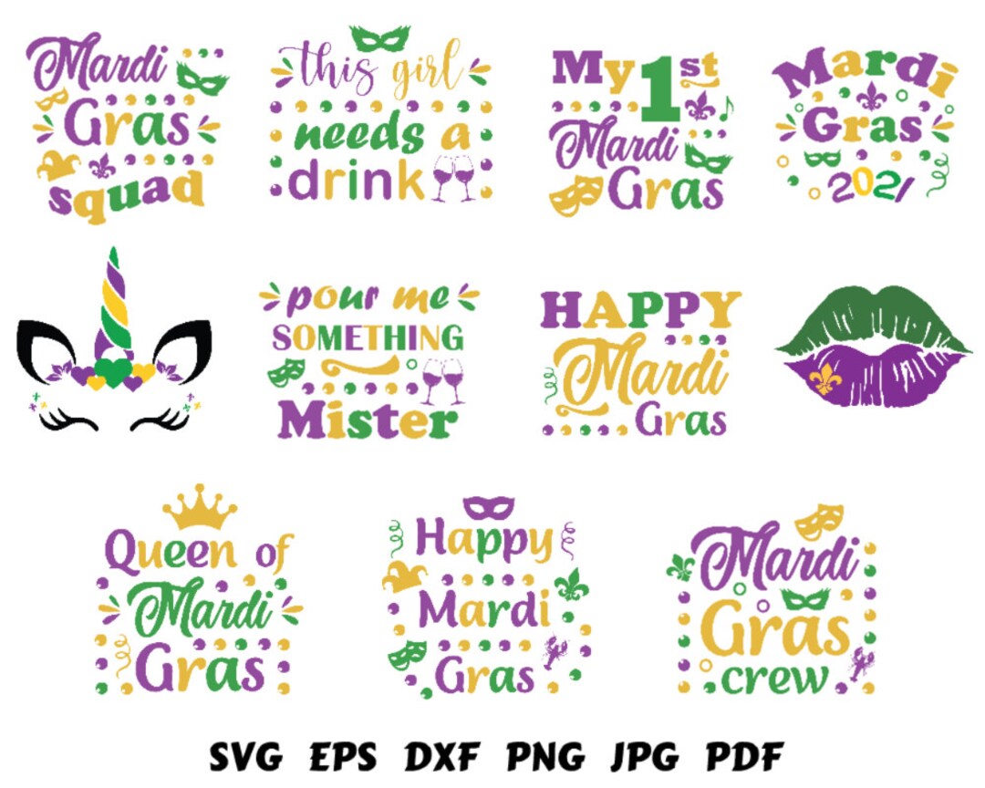 Mardi Gras Svg Bundle | Mardi Gras Cut File | Fat Tuesday Carnival ...